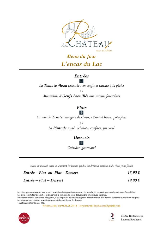 Menu at Le Restaurant du Château, Saint-Sernin-du-Bois, Rte de Saint-Sernin