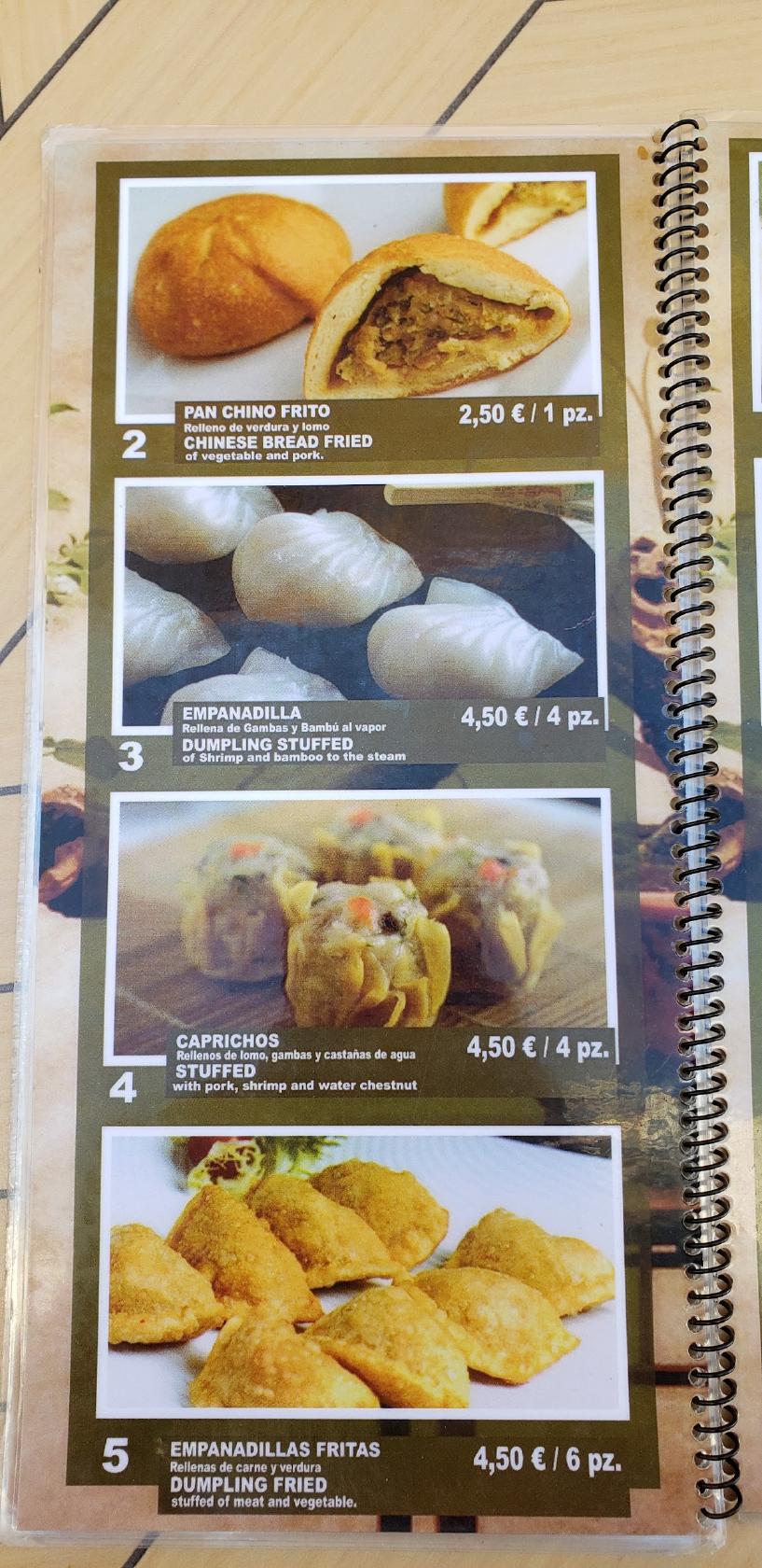 Menu at Zen restaurant, Rota