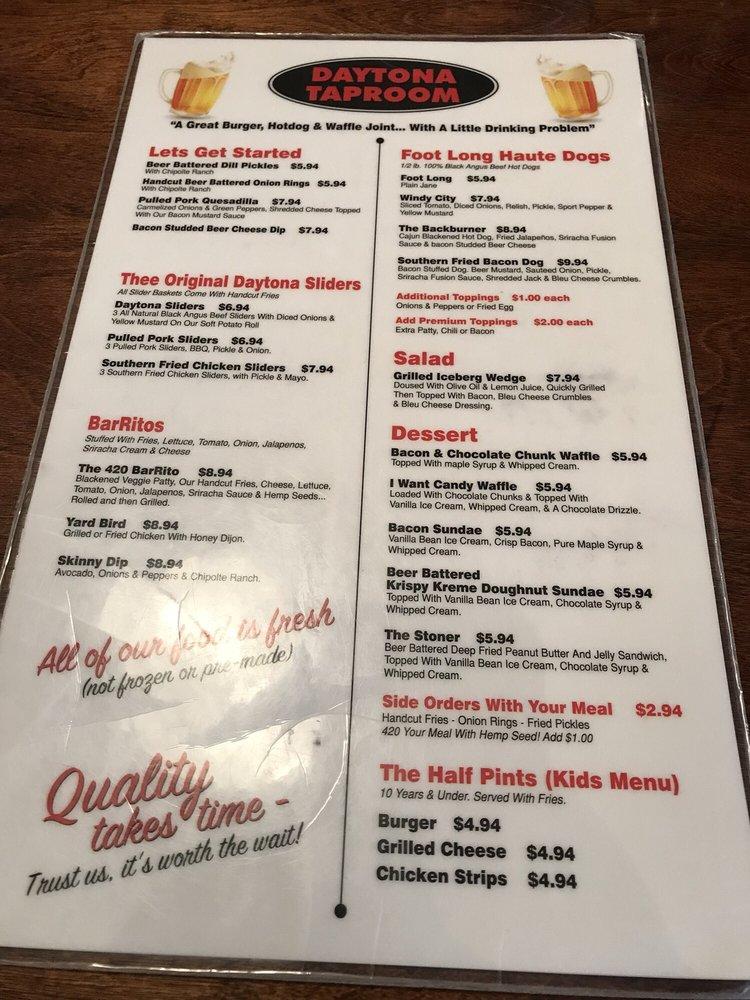 Menu at Daytona Taproom pub & bar, Daytona Beach