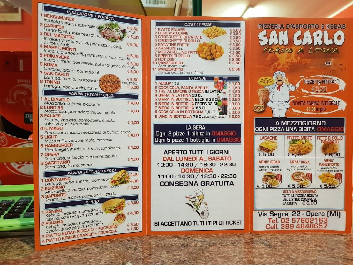 Menu da Pizzeria San Carlo Opera, Opera