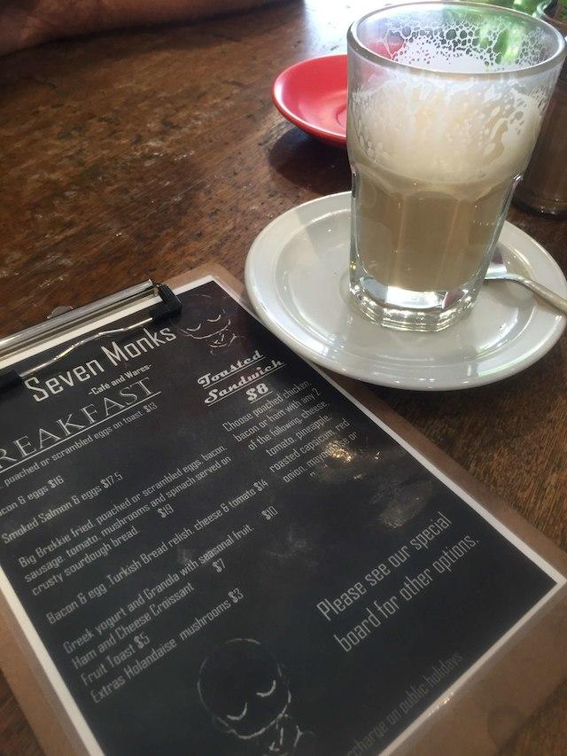 Menu at Seven Monks Cafe & Wares, Kings Meadows