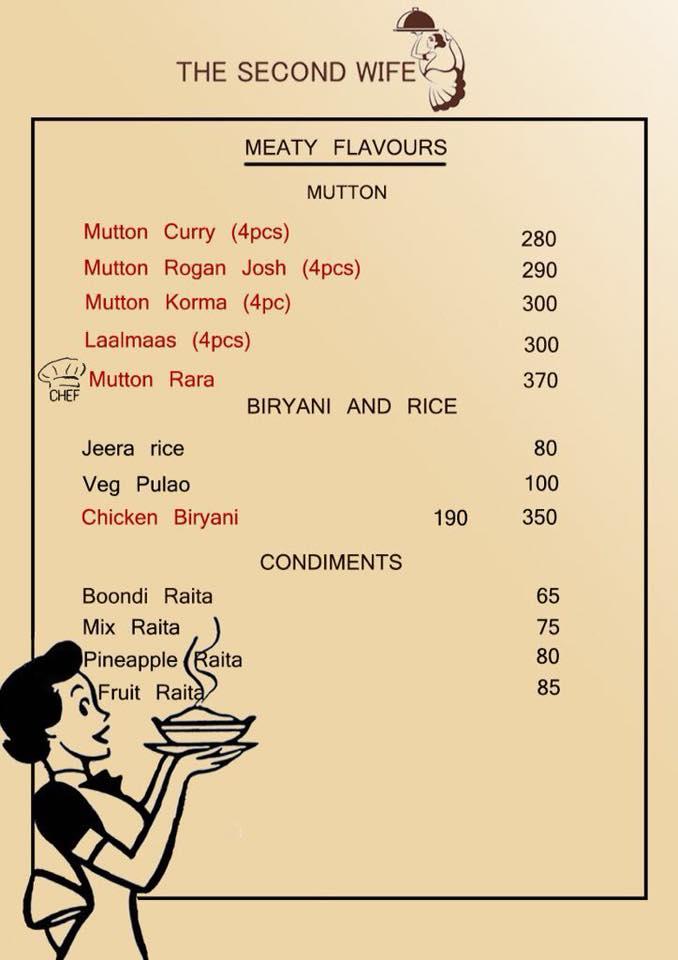 Menu at The Second Wife Restaurant, Noida, Shop no 15