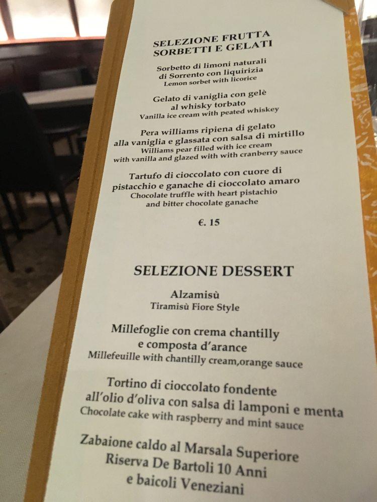 Menu at Ristorante Osteria Da Fiore, Venice