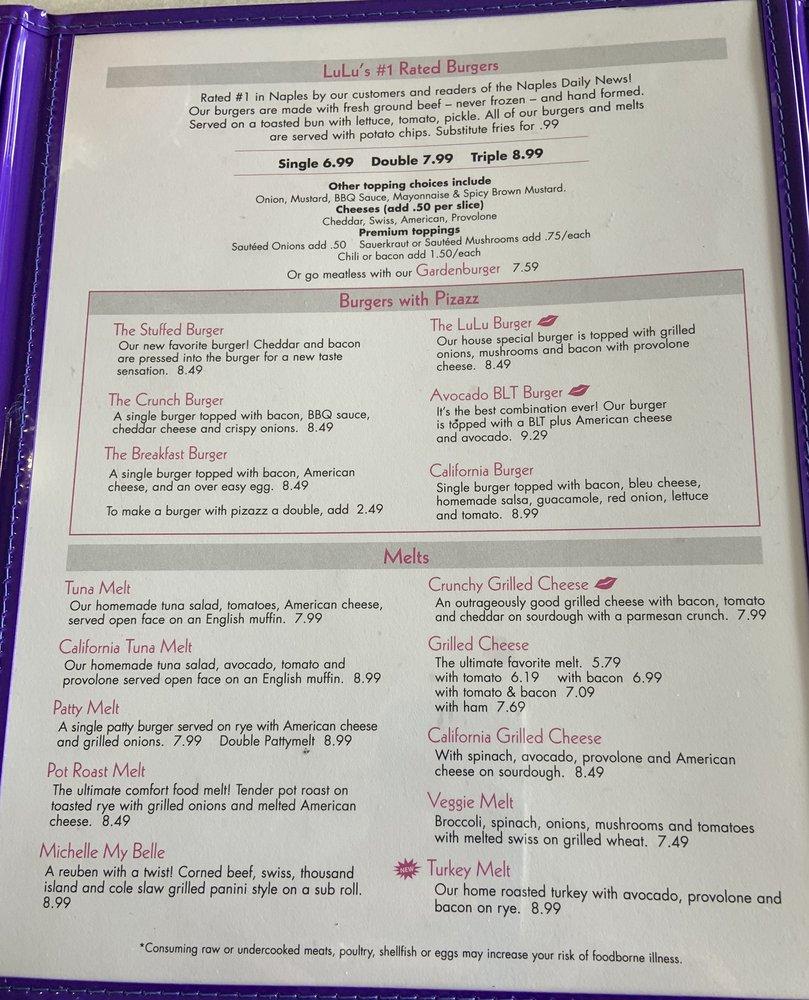 Menu at Angelo's Southern Grill restaurant, Naples