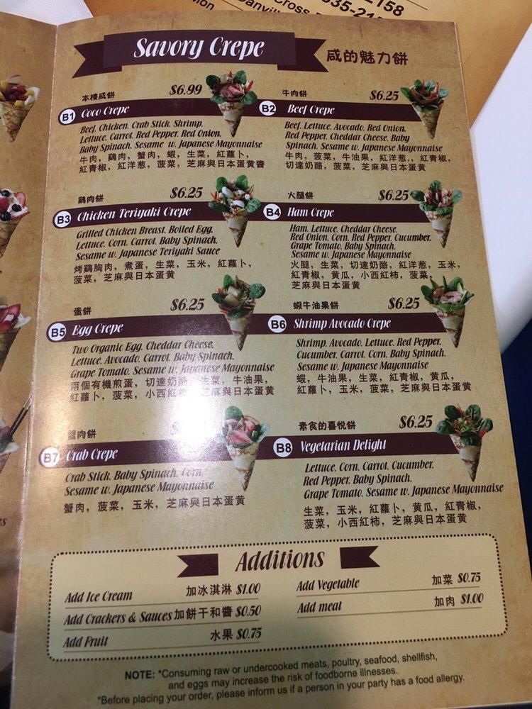 Menu at Coco Ni Inc. restaurant, Danville