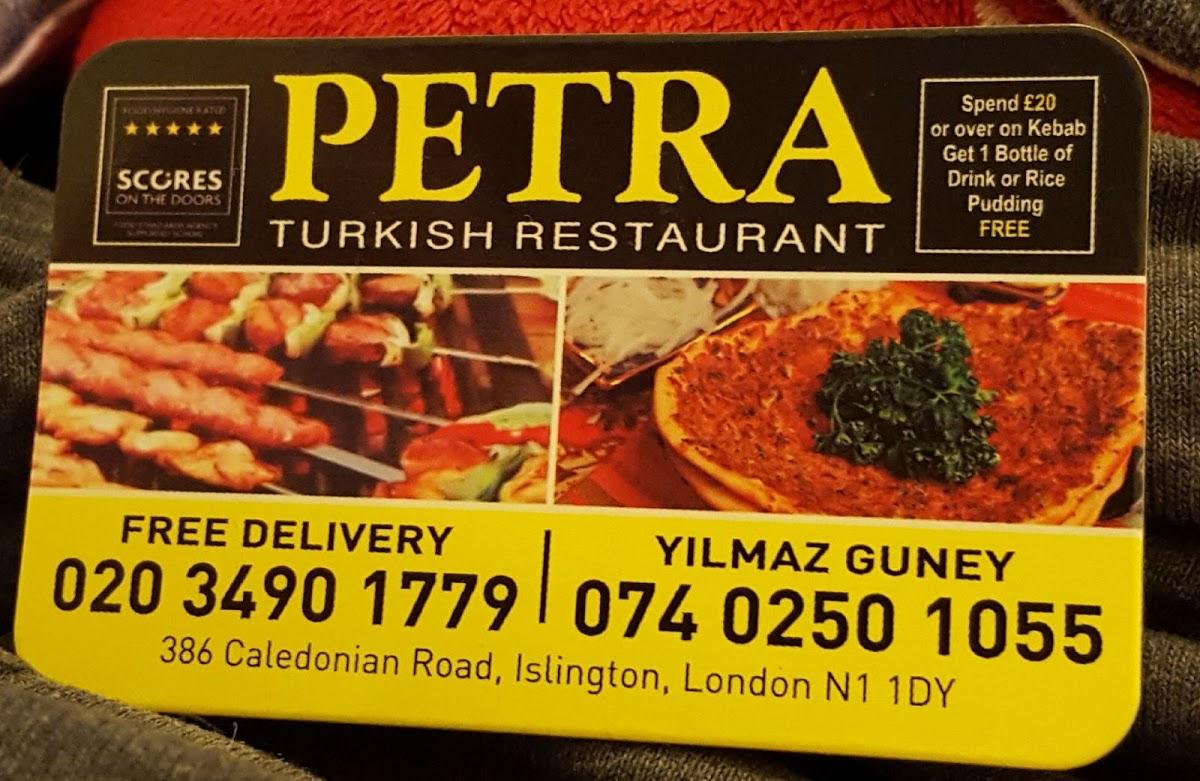 Menu at Petra Restaurant, London, 386 Caledonian Rd