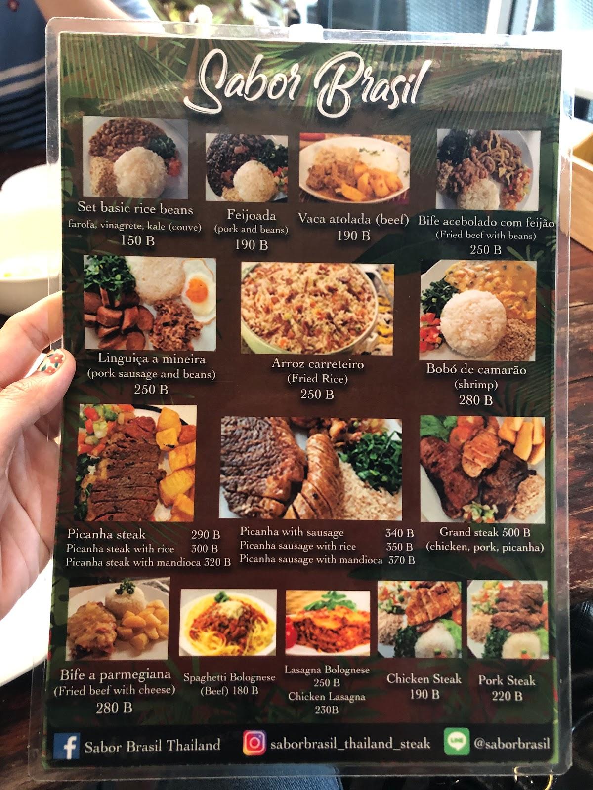 Menu at Sabor Brasil Bar & Restaurant, Bangkok
