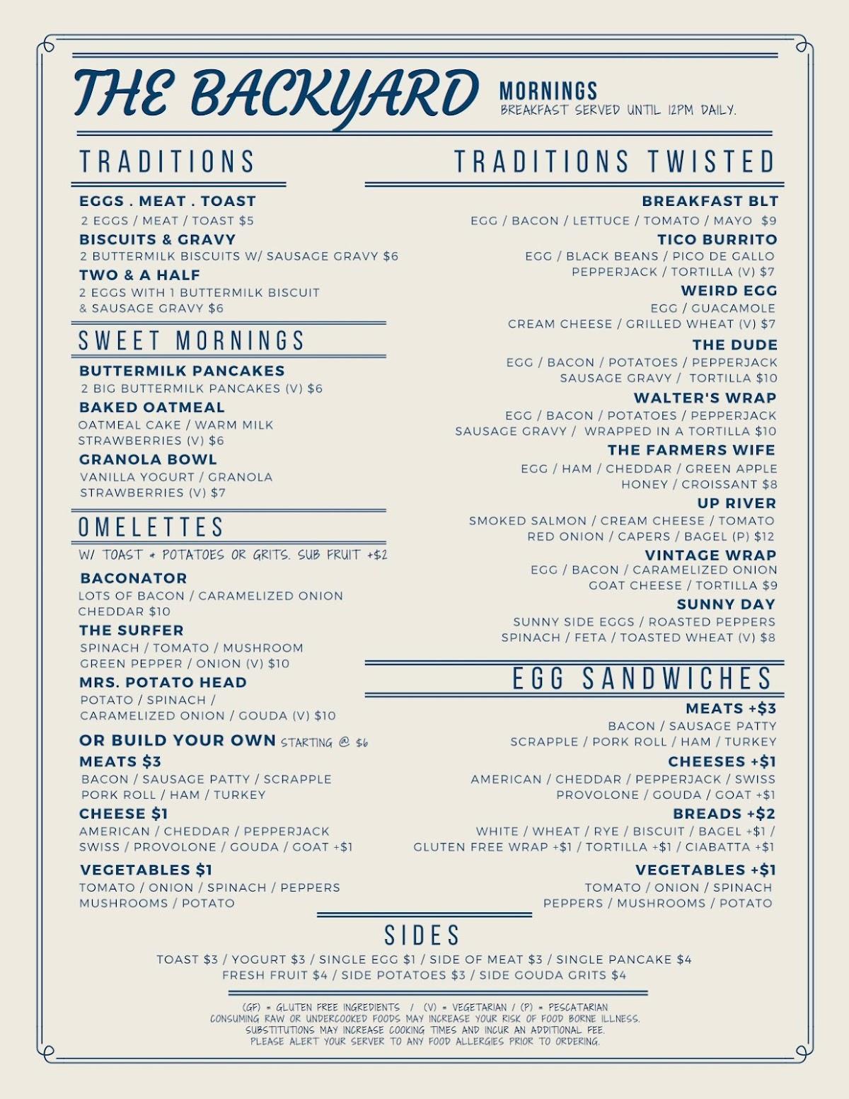 The Backyard Restaurant Cairns Menu at Stella Gooseberry blog