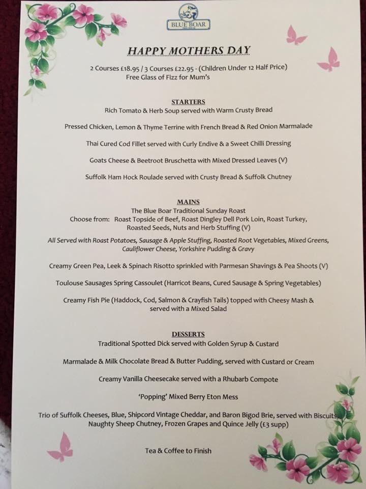 Menu at The Blue Boar Pub and Tearoom, Walsham le Willows