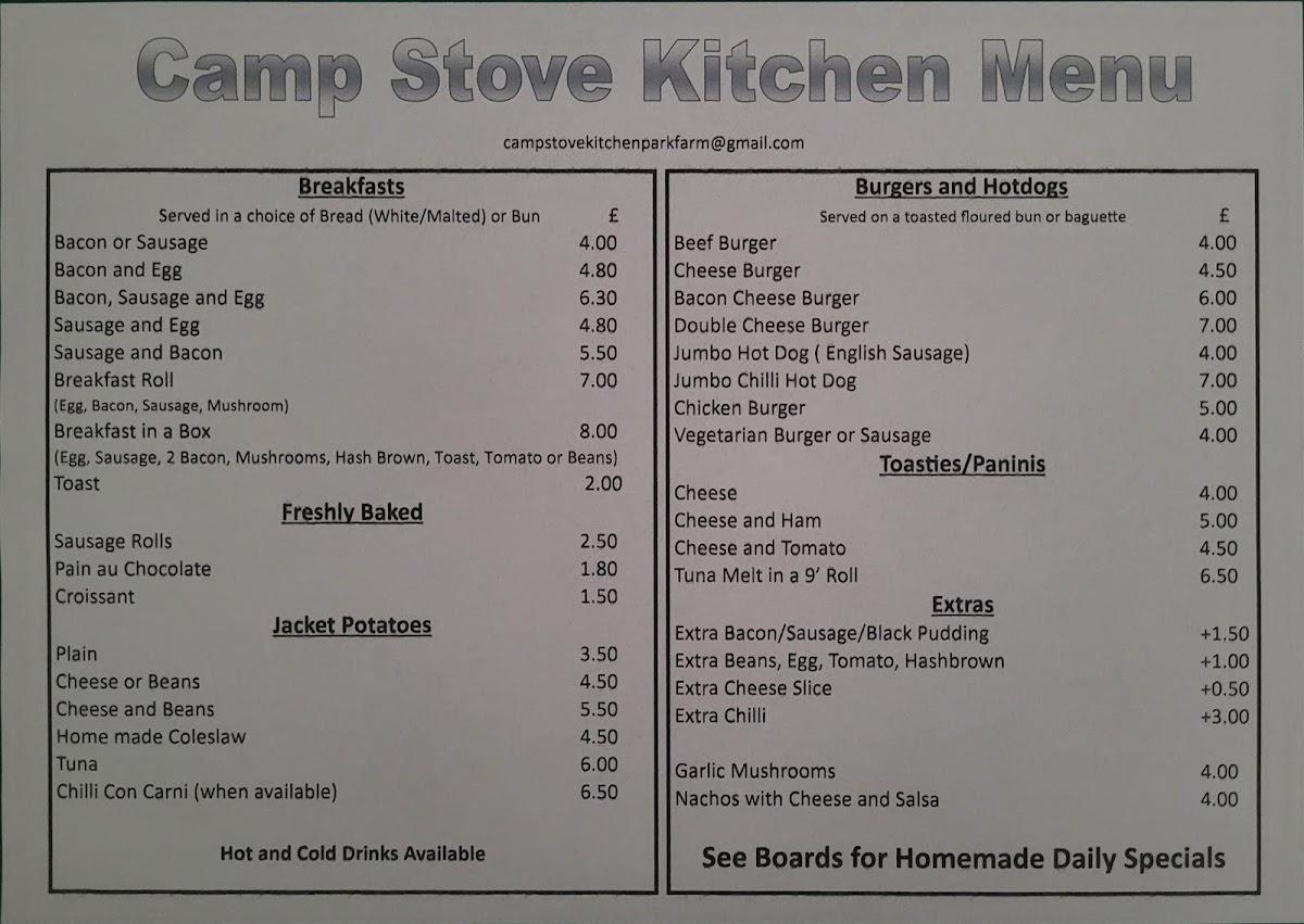Menu at The Camp Stove Kitchen and Shop cafe, Robertsbridge