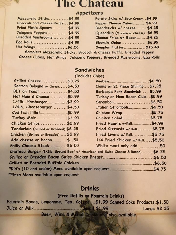 Menu at The Chateau pub & bar, Mariah Hill
