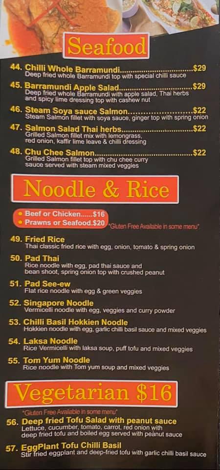 Menu at Good Day Thai restaurant, Worrigee