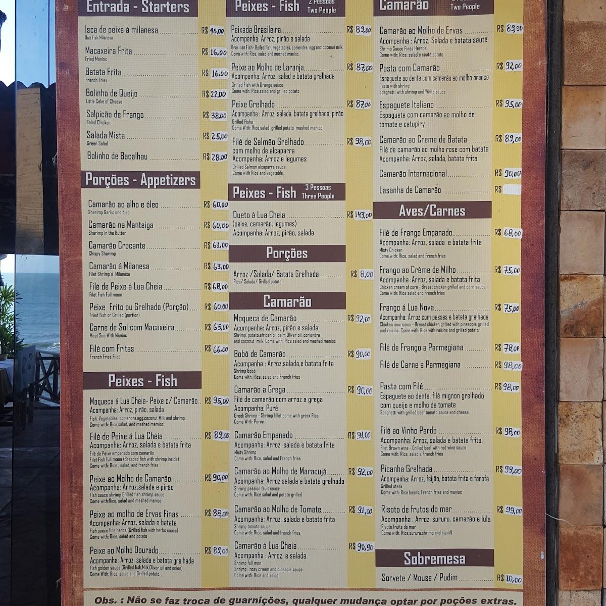 Menu em Lua Cheia Restaurante, Pipa, R. do Cruzeiro
