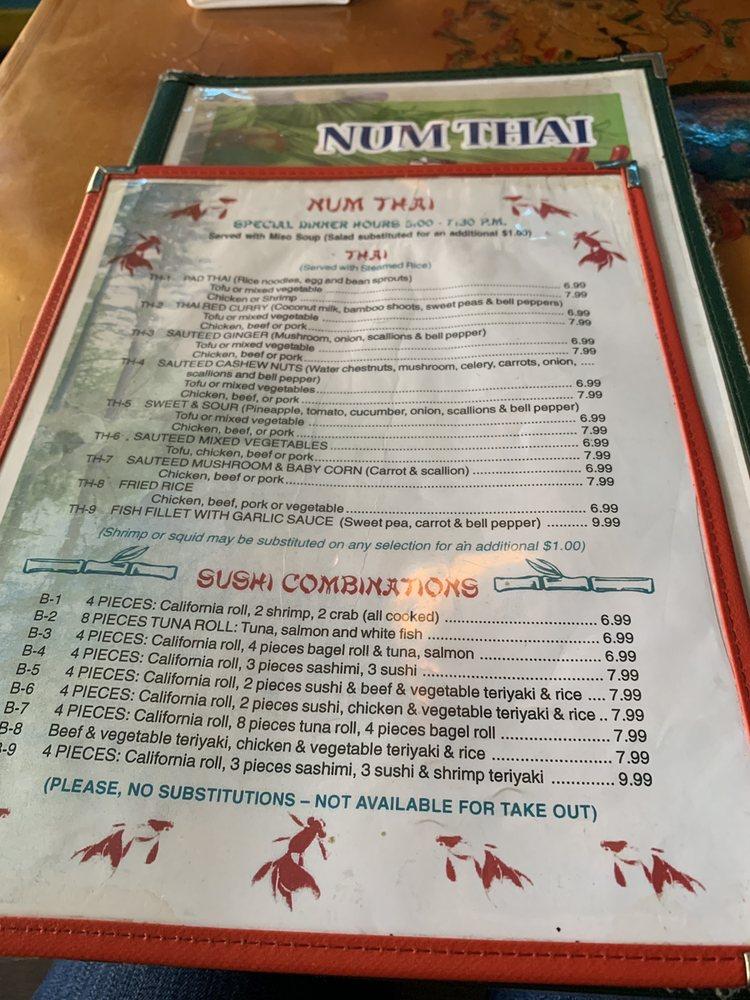 Menu at Num Thai Restaurant And Sushi Bar, Key Largo