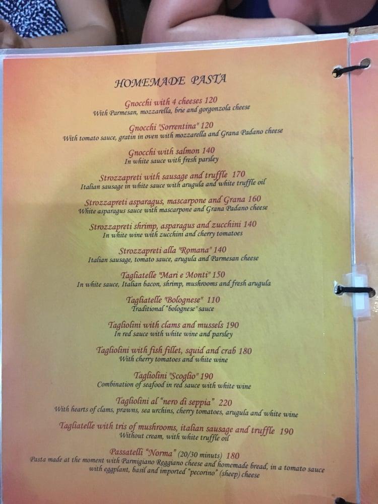 Menu at Romeo Trattoria Pizzeria, Playa del Carmen, Calle 4 Nte 150