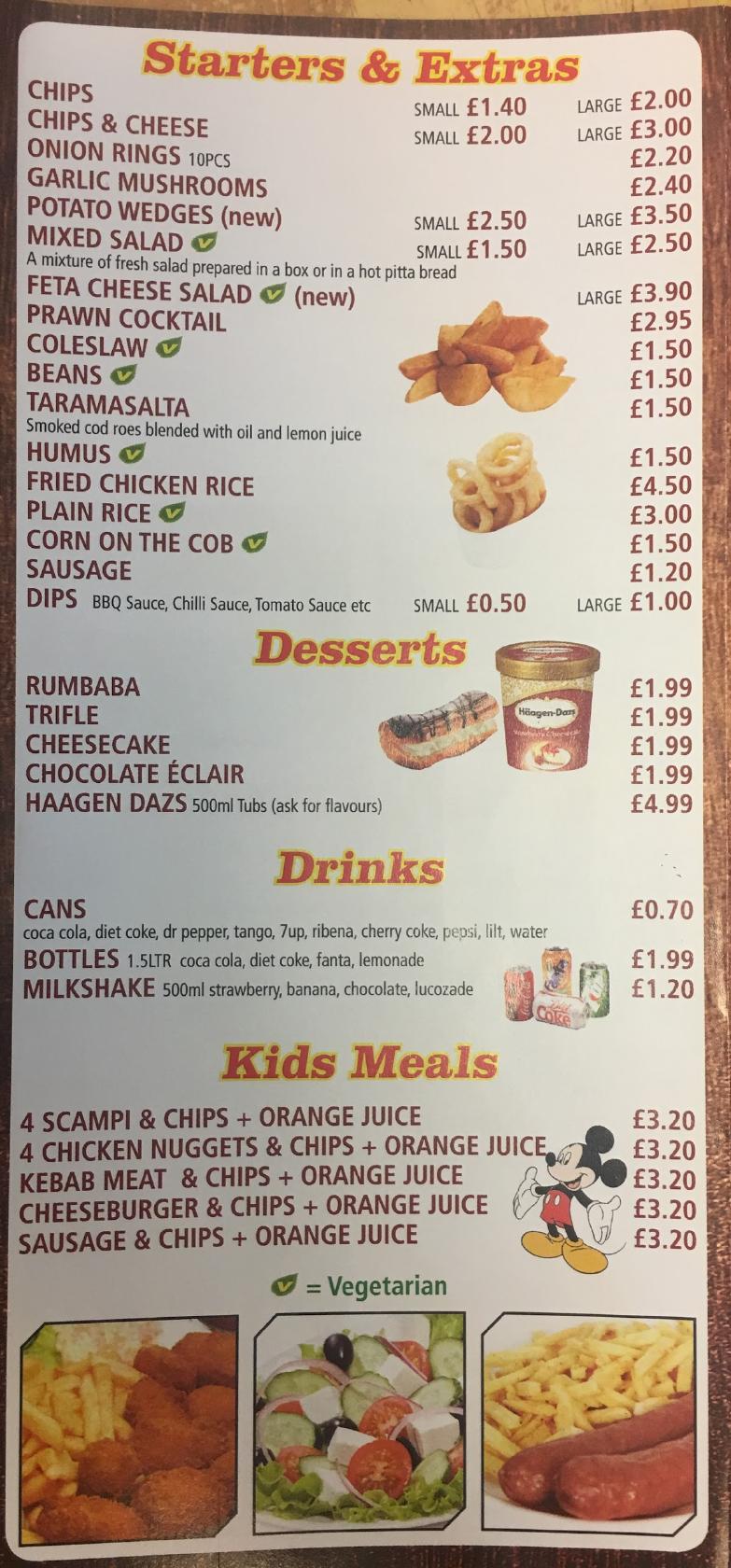 Menu at Angies Kebab Dagenham fast food, Dagenham, 505 Gale St.