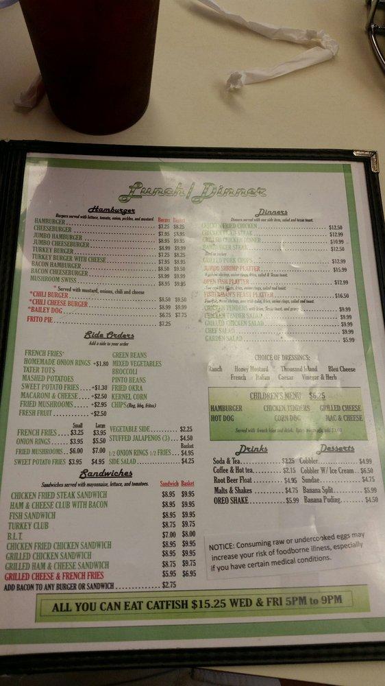 Menu at Bailey's Restaurant, Houston