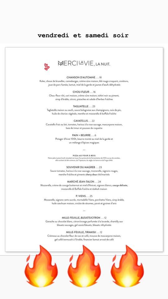 Menu at Merci la Vie bakery, Piedmont, 485 Bd des Laurentides