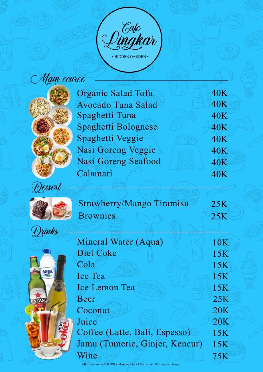 Menu at Cafe Lingkar Hidden garden, Canggu