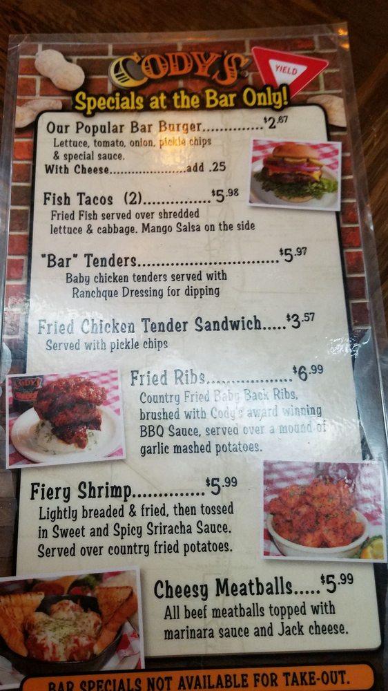 Menu at Cody's Original Roadhouse- Bay Pines steakhouse, Seminole, Park ...