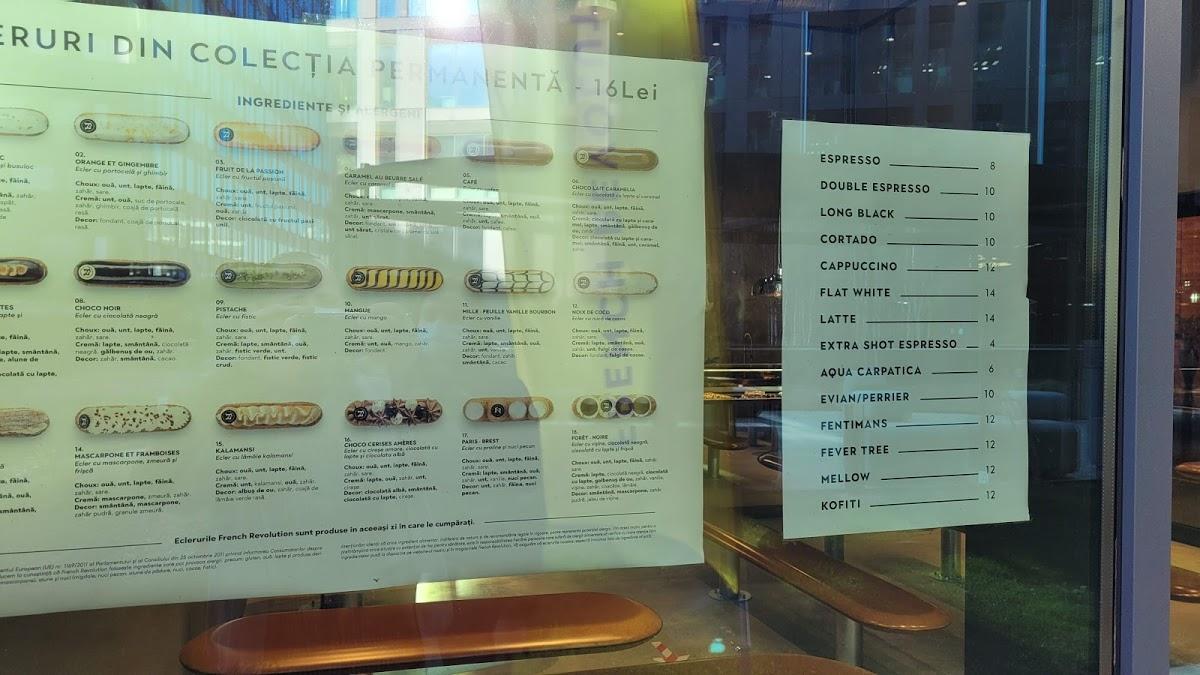 Menu at French Revolution Grozăvești, Bucharest