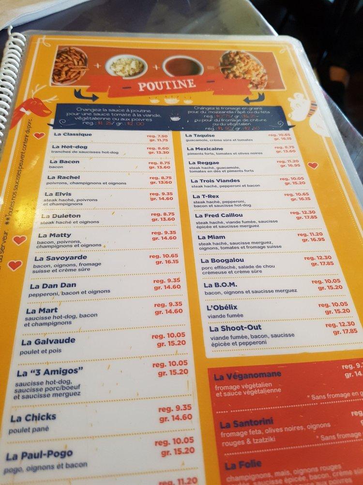 Carta del restaurante La Banquise, Montréal