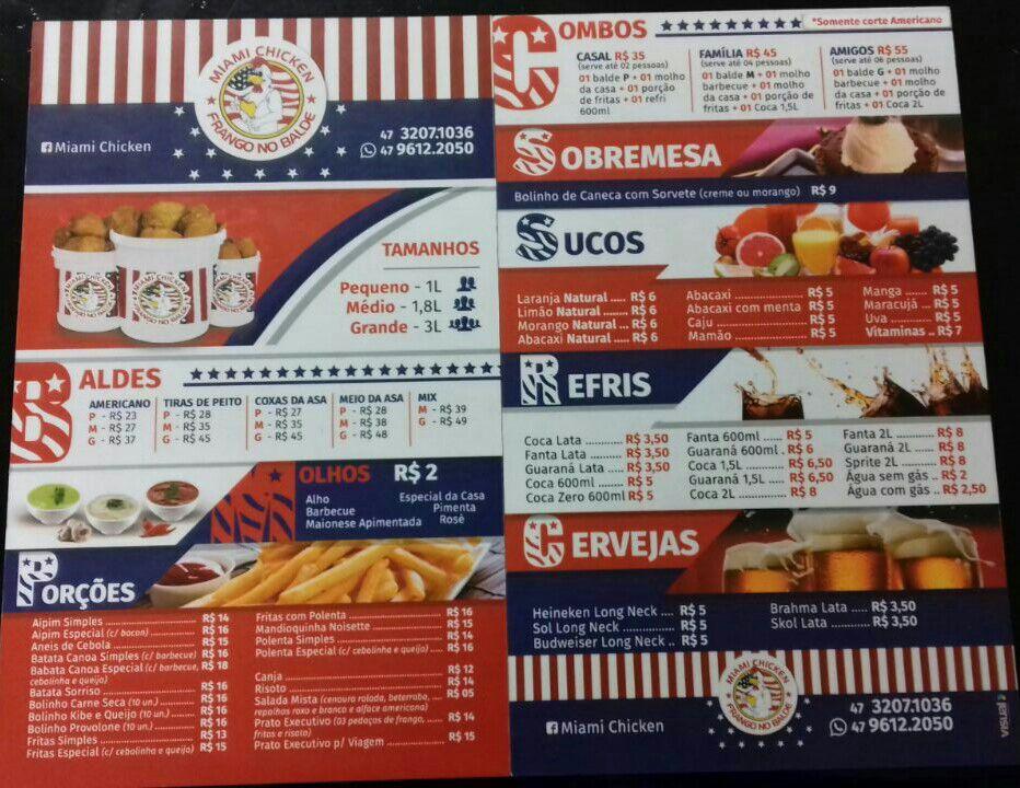 Menu at Miami Chicken Frango no Balde Guanabara, Joinville