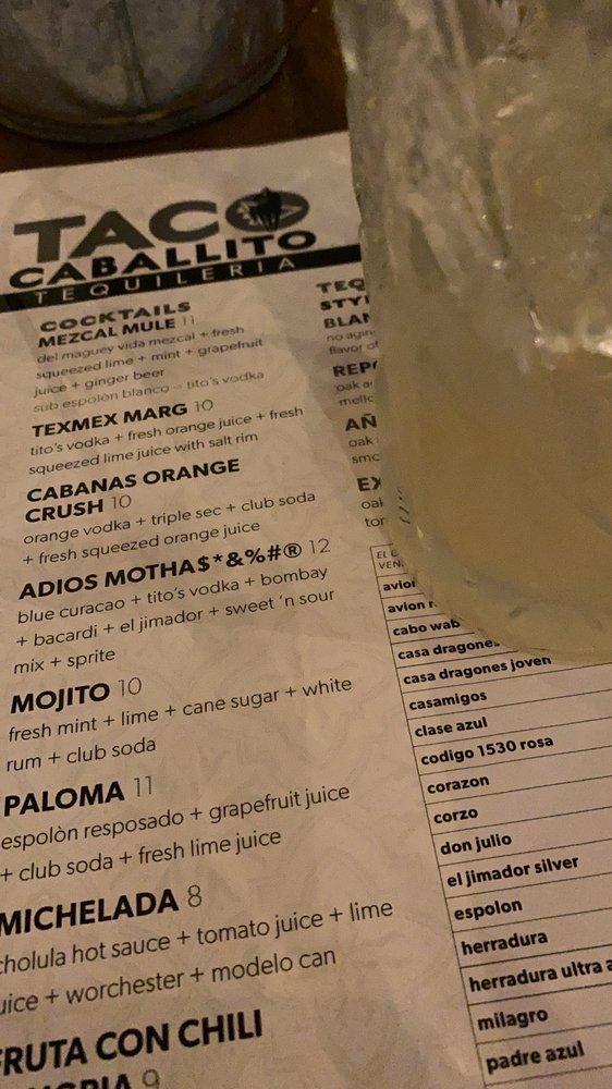 Menu at Taco Caballito Tequileria pub & bar, Cape May