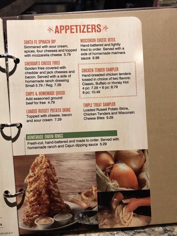 Menu at Cheddar's Scratch Kitchen restaurant, Jacksonville