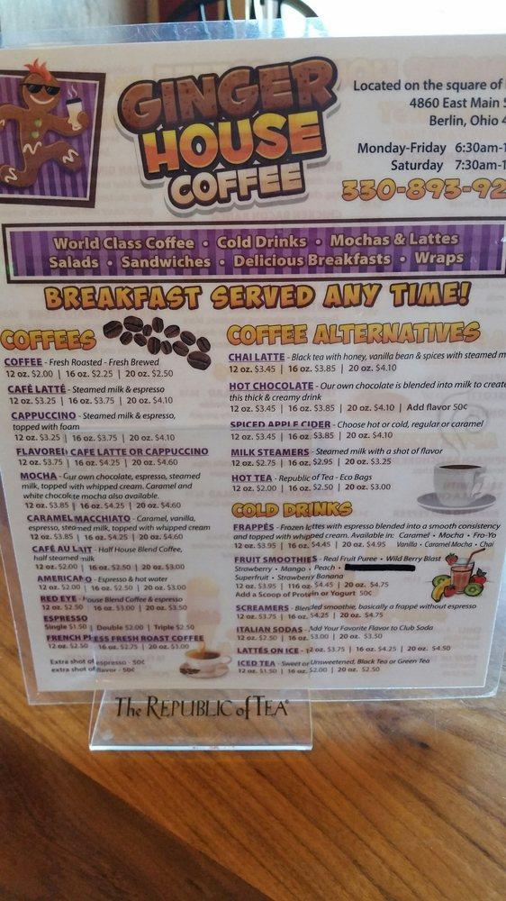 Menu at Ginger House Coffee cafe, Berlin