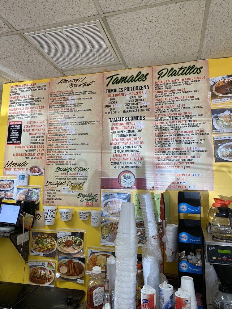 Menu at Los Toritos restaurant, Pasadena