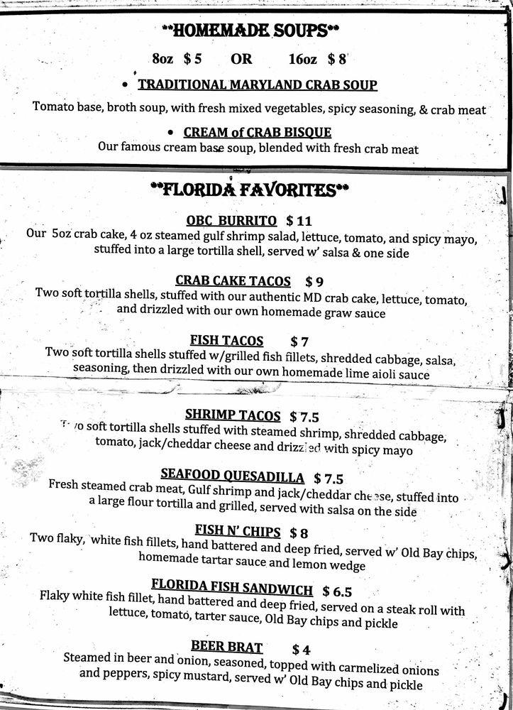 Menu at Old Bay Cafe Trinity, New Port Richey