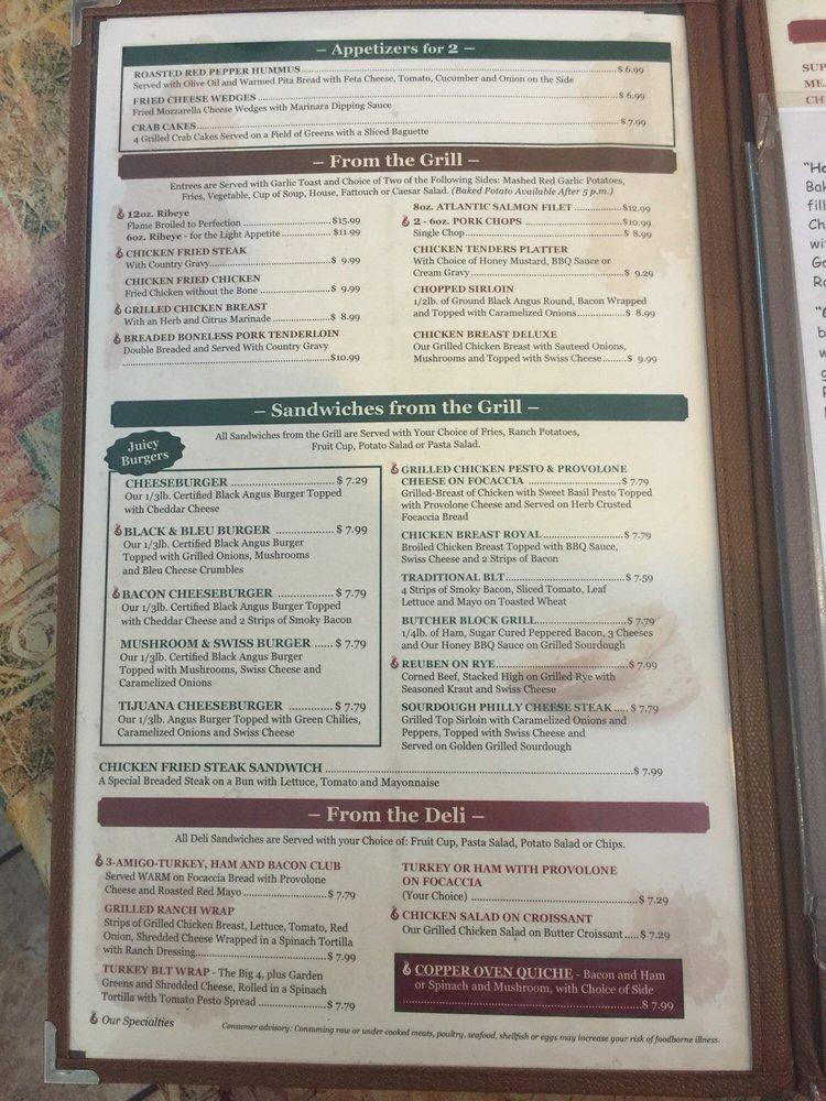 Menu at Copper Oven Cafe & Bakery, Wichita