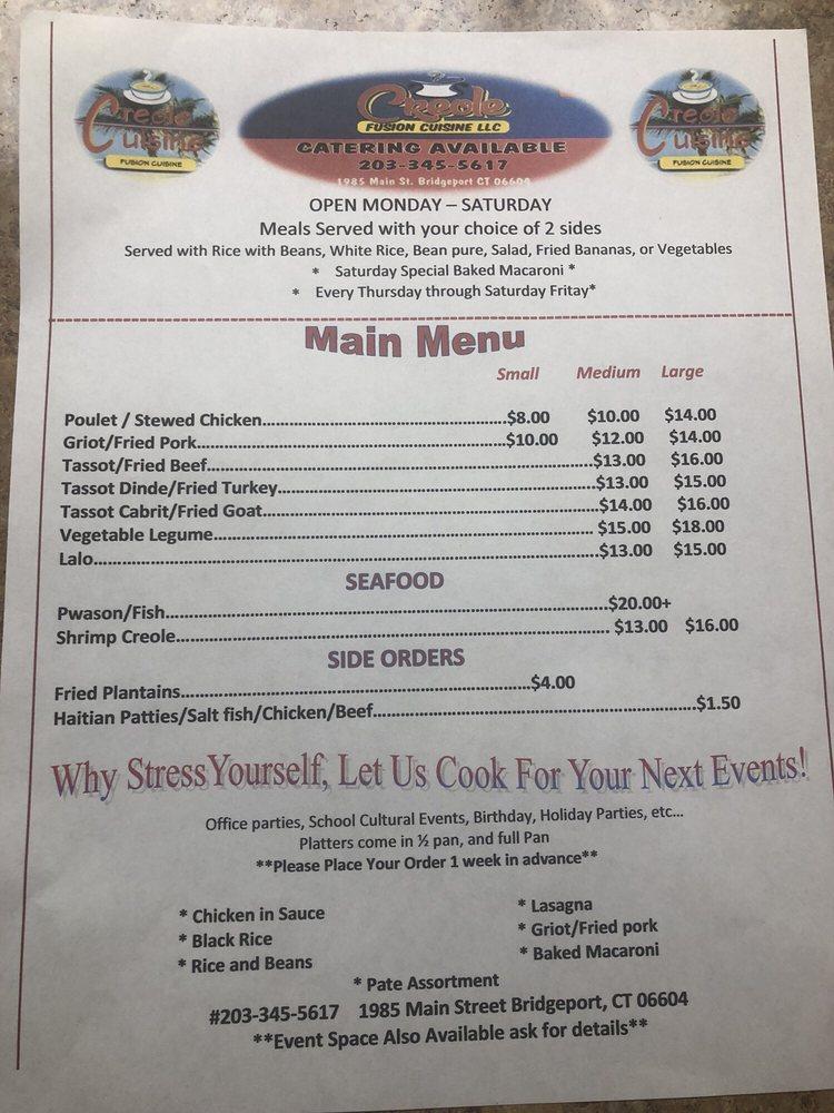 Menu at Creole Fusion Haitian American Cuisine restaurant, New York ...
