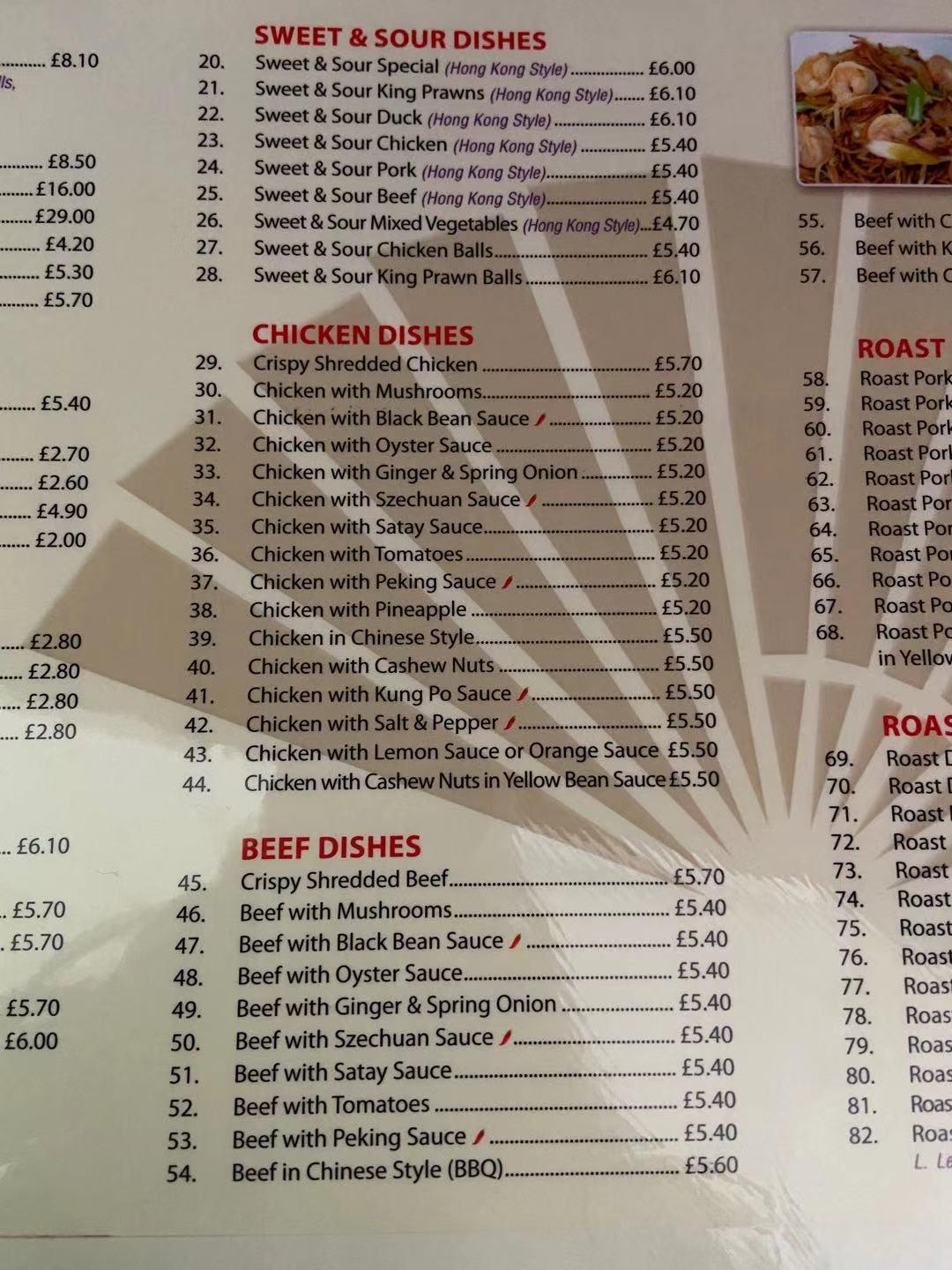 Menu at Golden Palace fast food, Honiton
