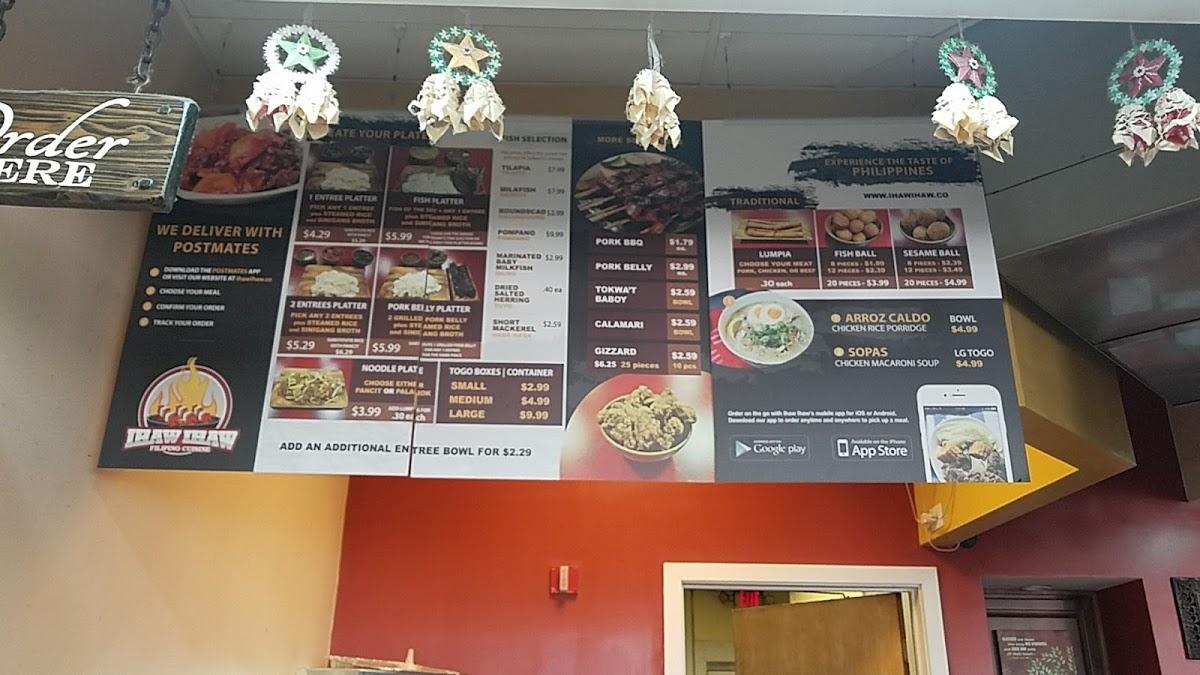 Menu at Ihaw Ihaw Filipino Cuisine restaurant, Virginia Beach