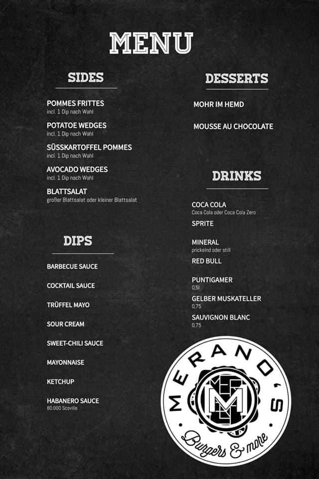 Speisekarte von Merano pub & Bar, Graz