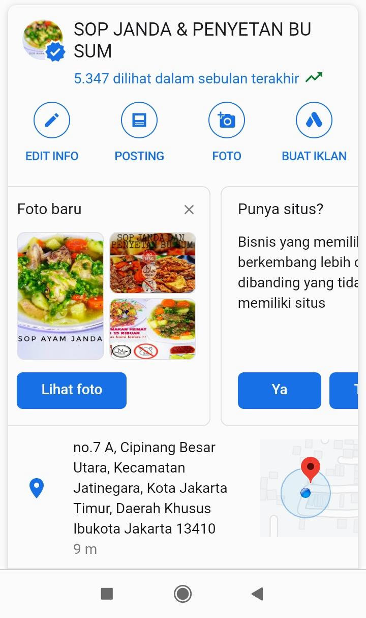 Menu at SOP JANDA & PENYETAN BU SUM restaurant, East Jakarta