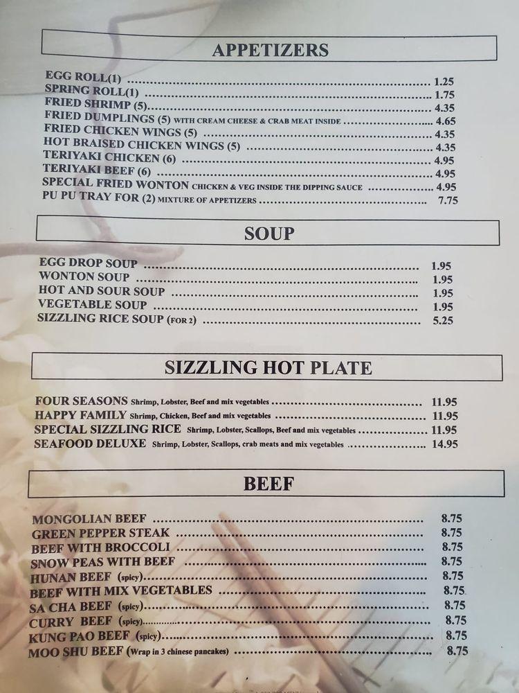 Menu at Great Wall Chinese Restaurant, Calhoun