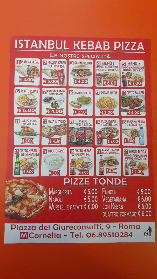 Menu at İSTANBUL KEBAB-PİZZA BATTİSTİNİ restaurant, Rome