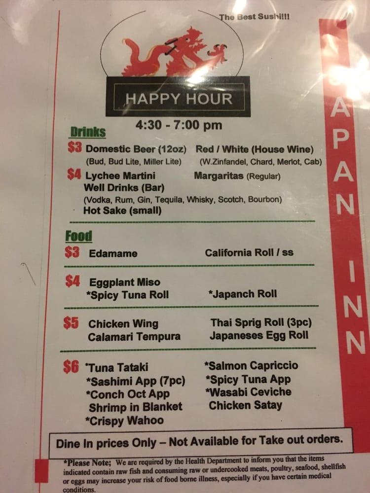 Menu at Japan Inn restaurant, Weston