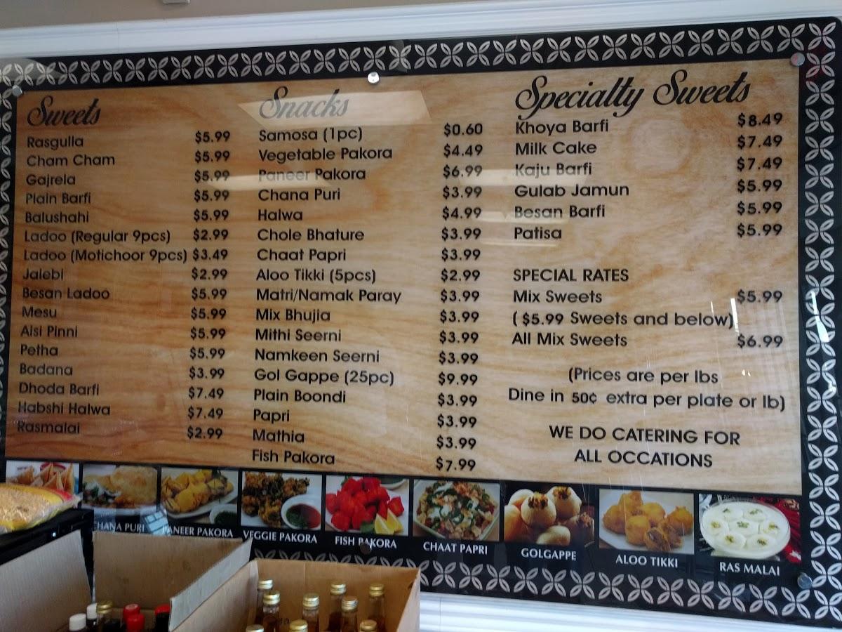 Menu at Pak Punjab Sweets & Samosa House restaurant, Surrey