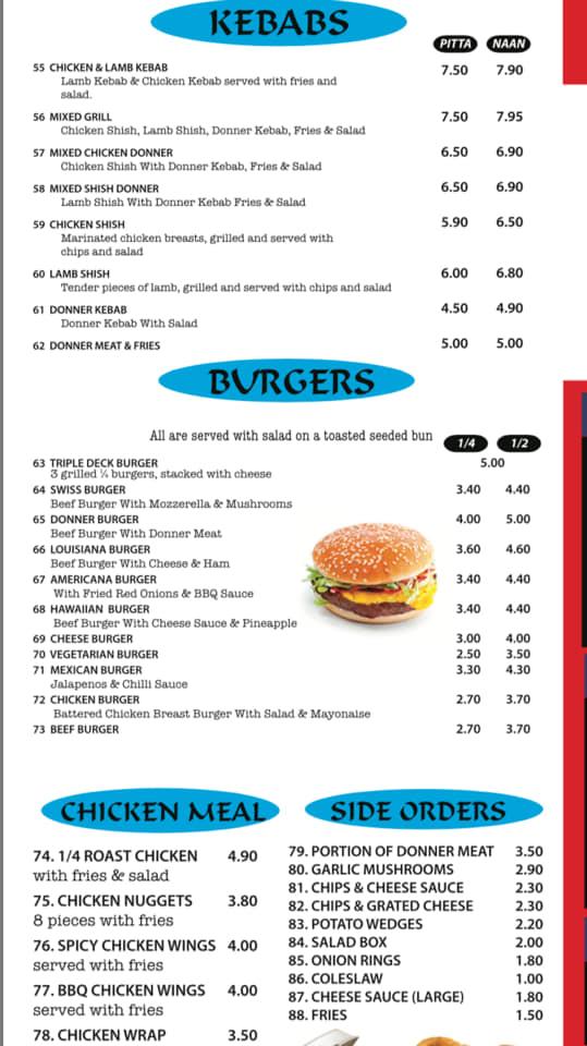 Menu at Pizza Experts fast food, Dronfield