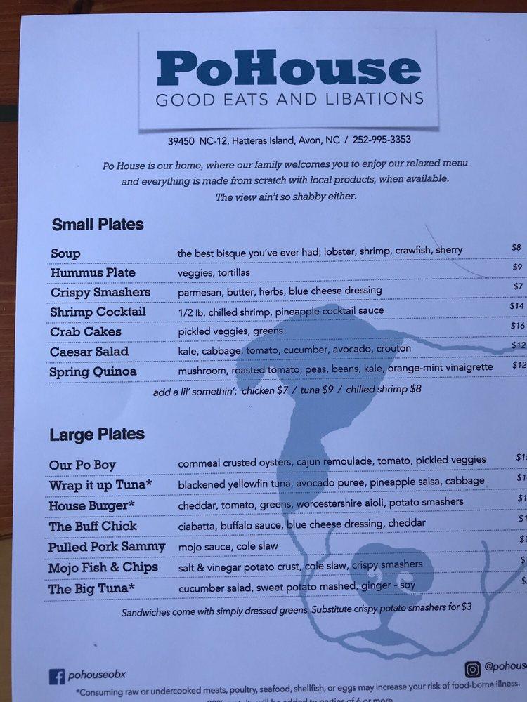 Menu at Po House, Good Eats & Libations, Sound - Side Dining pub & bar ...