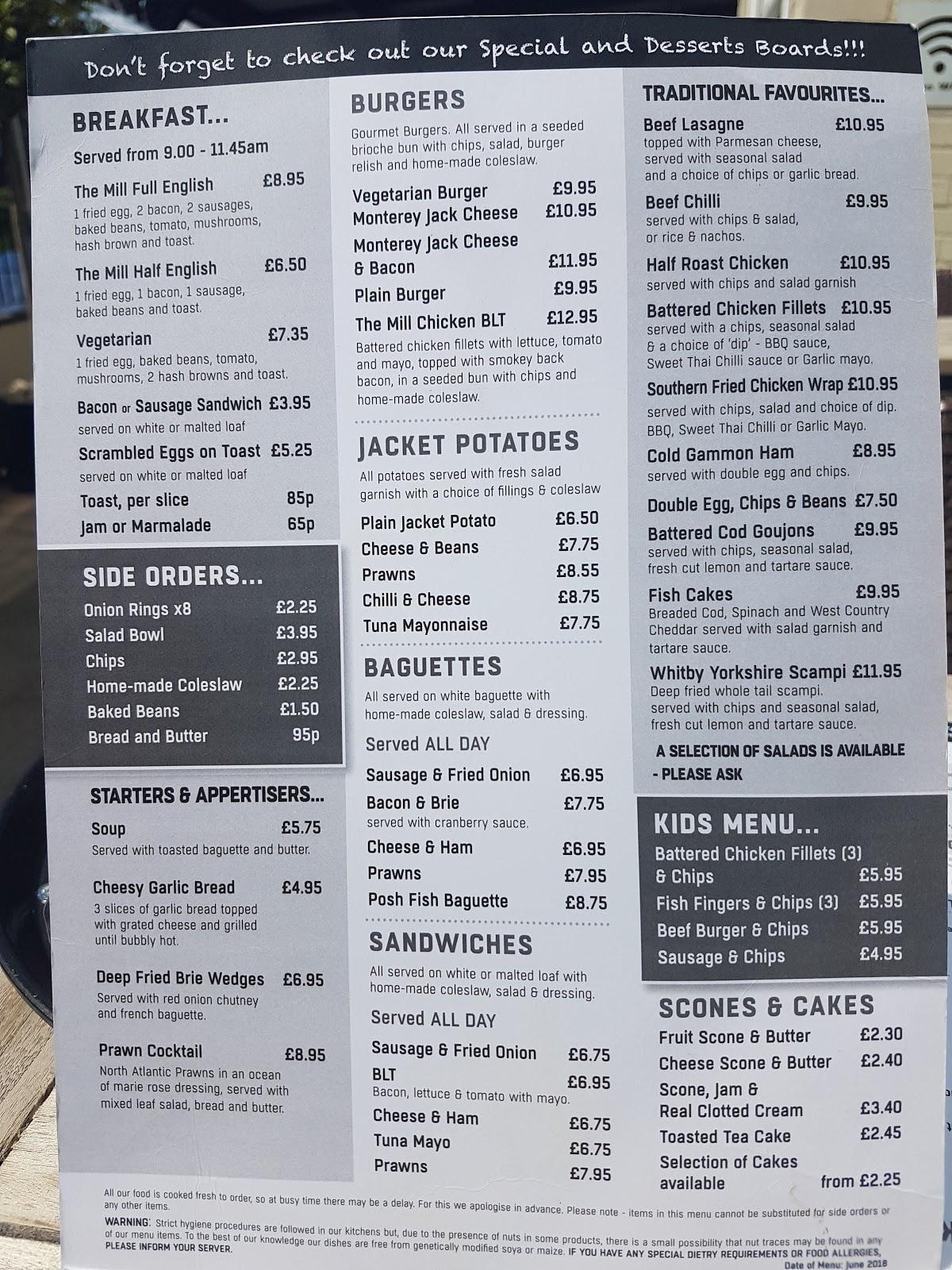 Menu at The Old Mill Restaurant & Cafe Bar, Wroxham