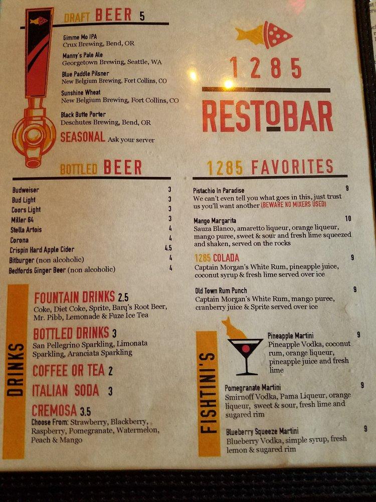 Menu at 1285 Restobar, Florence