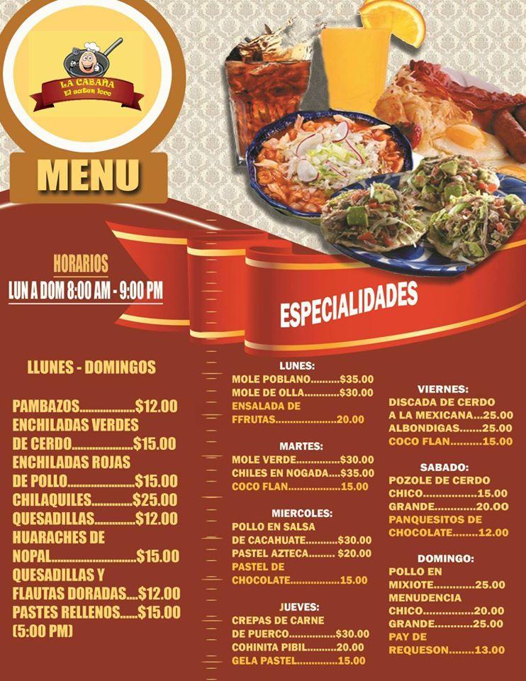 Menu at Cabaña El Sarten Loco restaurant, Zitácuaro