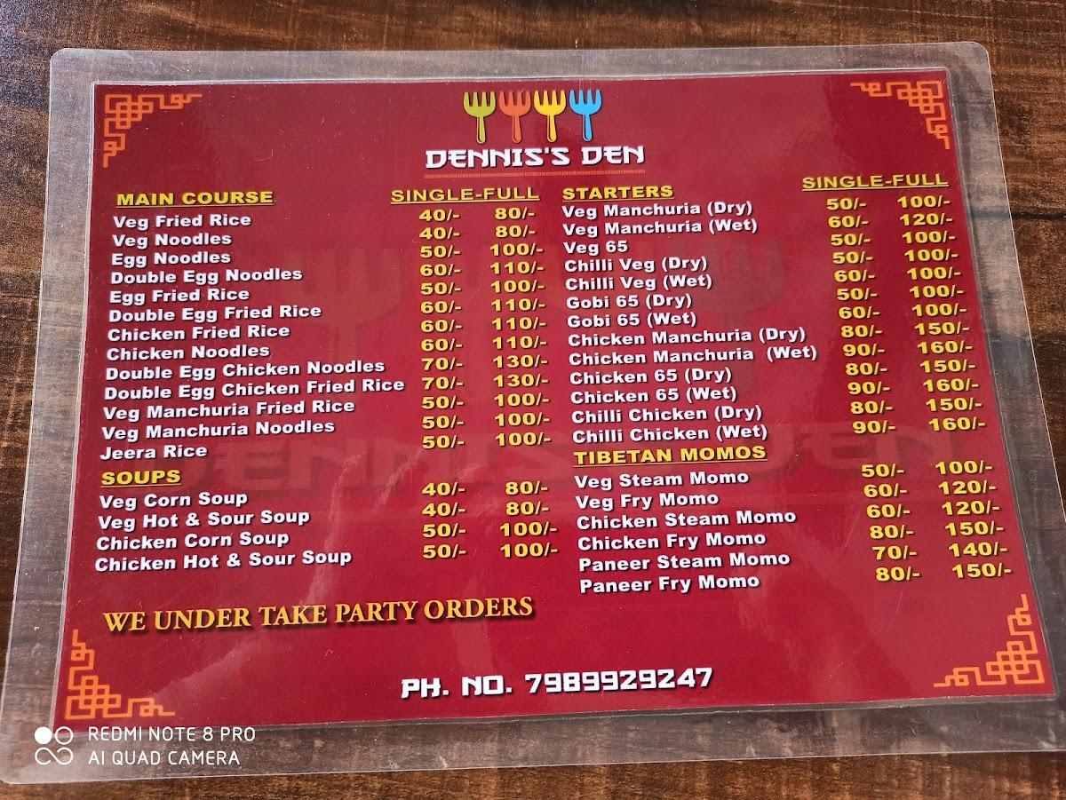 Menu at Dennis's Den Chinese Restaurant & Fast Food, Hyderabad