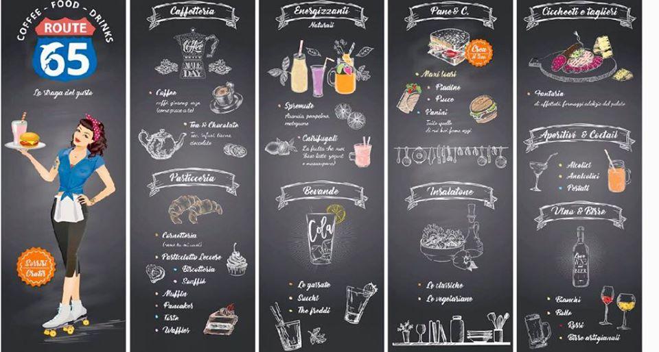Menu at Route 66 cafe, Taranto