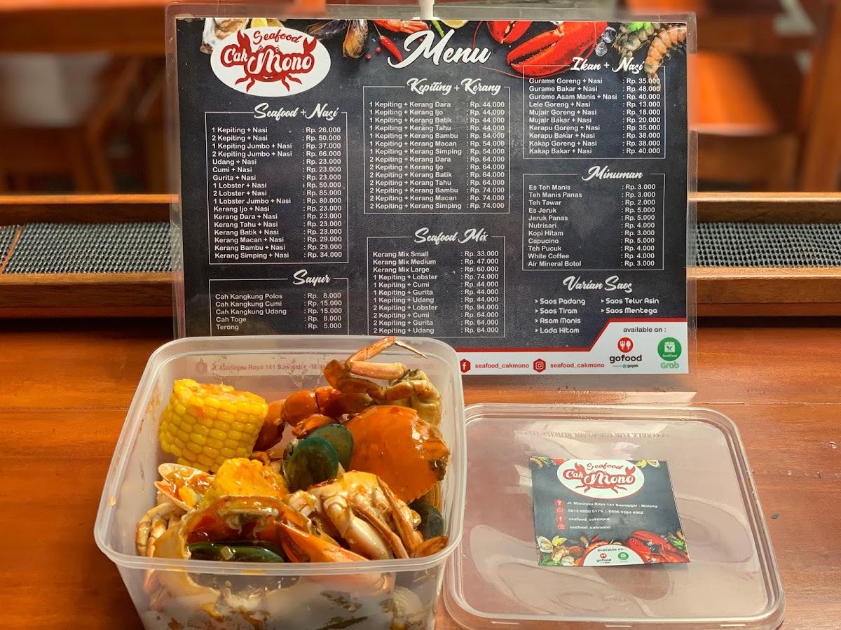 Carta del restaurante Seafood Cak Mono, Malang